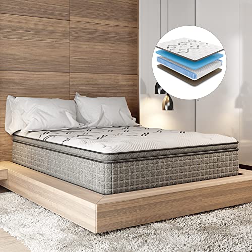 Loosh King Size Mattress, 13" Pillow Top, Easy Drift Plush Hybrid Mattress HD Foam & Pocket Inner-Spring Moisture Wicking Fabric, Cool Sleep - CertiPUR-US Certified, Bed in Box