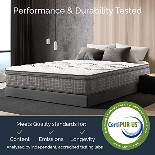 Loosh King Size Mattress, 13" Pillow Top, Easy Drift Plush Hybrid Mattress HD Foam & Pocket Inner-Spring Moisture Wicking Fabric, Cool Sleep - CertiPUR-US Certified, Bed in Box