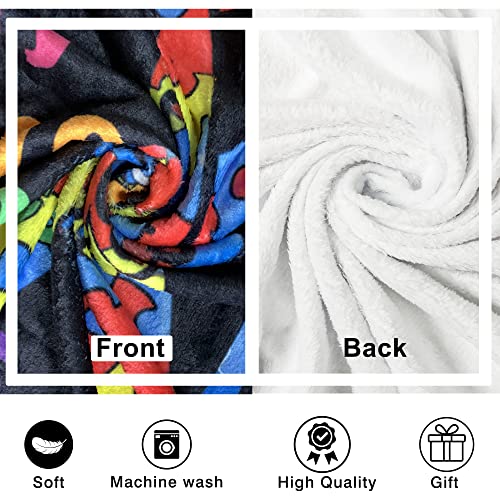 Autism Blanket Puzzle Cure Awareness Flannel Throw Gift for Childs Teens Adults Super Soft Snuggle Breathable Bed Sofa Couch Meaningful Colorful Foldable Unisex 150x200 Black 60x80