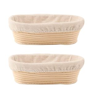 doyolla bread proofing baskets set of 2 10 inch oval shaped dough proofing bowls w/liners perfect for professional & home sourdough bread baking