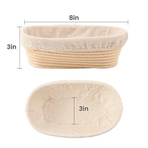 DOYOLLA Bread Proofing Baskets Set of 2 10 inch Oval Shaped Dough Proofing Bowls w/Liners Perfect for Professional & Home Sourdough Bread Baking