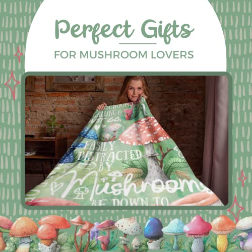 InnoBeta Mushroom Blanket, Best Gifts for Mushroom Lovers, Unique Mushroom Design, Throw Blanket Gifts for Women, Family, Friends, Flannel Plush Blankets - Mushroom Quotes - 50"x 65"