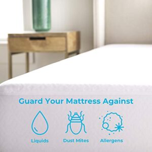 Linenspa, Queen 2 Inch Gel Infused Memory Foam Mattress Topper & Premium Smooth Waterproof Mattress Protector- Vinyl Free Waterproof Mattress Cover, Queen, White