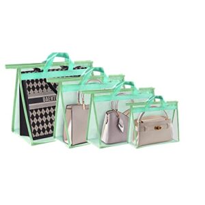 Quoyiyo Clear Tote Bag Organizer Dust Cover Organizer Transparent Handbag Organizer Organizer Organizer with Reinforced Handle and Zipper, Tote Bag Organizer (lGreen - 8 Pack)