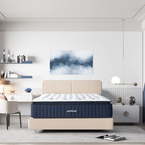 DULCESLEEP GoSleep 14-inch Luxury Hybrid Opulence Premium Memory Foam Bed Mattress with Pillow Top Cashmere Knitted Cover, CertiPUR - US Certified, Mattress in a Box (Queen Size, Soft)