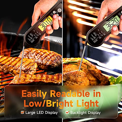 Meat Thermometer Digital, Waterproof Instant Read Food Thermometer for Cooking and Grilling. Kitchen Gadgets, Accessories with LED Backlit Display, Bottle Cap Opener for Kitchen, BBQ, Grill