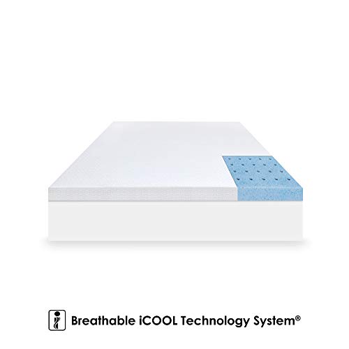 SensorPEDIC SensorCOOL 4-Inch Elite Cooling Gel-Infused Memory Foam Mattress Topper, King, White