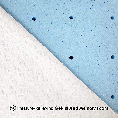 SensorPEDIC SensorCOOL 4-Inch Elite Cooling Gel-Infused Memory Foam Mattress Topper, King, White