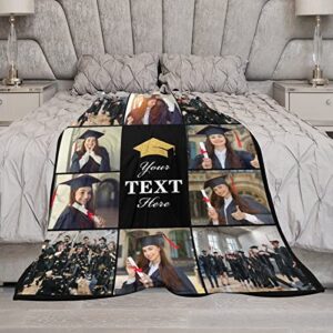 Artsadd Custom Graduation Blankets with Photos Text Personalized Class of 2023 Graduation Gifts Customized Flannel Throw Blanket Senior High School/College/Masters Graduate Gifts for Him Her 60"x80"