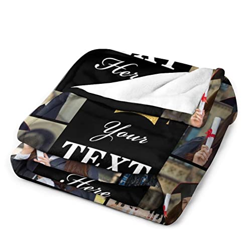 Artsadd Custom Graduation Blankets with Photos Text Personalized Class of 2023 Graduation Gifts Customized Flannel Throw Blanket Senior High School/College/Masters Graduate Gifts for Him Her 60"x80"