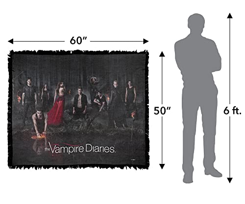 LOGOVISION The Vampire Diaries Blanket, 50"x60" Group Poster Woven Tapestry Cotton Blend Fringed Throw Blanket