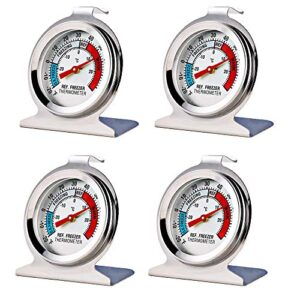 4 pack refrigerator freezer thermometer large dial thermometer