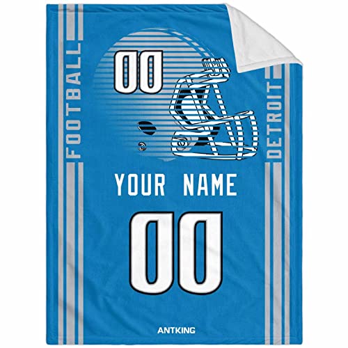 ANTKING Detroit Throw Blanket Custom Any Name and Number for Men Women Youth Gifts