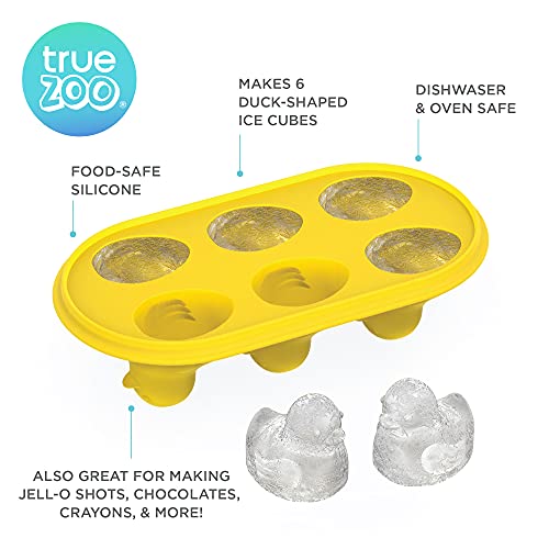 TrueZoo Quack the Ice Duck Ice Cube Tray, Novelty Animal Ice Mold, Large Ice Cube Mold, Makes 6 Ice Cubes, Duck Ice Tray, Yellow, Set of 1