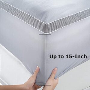 BedStory Mattress Topper Queen Size, Dual-Layer Pillow Top & Gel Memory Foam Bed Toppers 3.6 Inch, 2-in-1 Combination of Comfort and Support, Gray