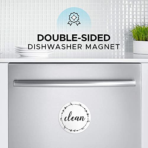 Dishwasher Magnet Clean Dirty Sign: Works on Stainless Steel Non Magnetic Dish Washers - 3.15" - Includes Magnetic Piece with Adhesive - Farmhouse Kitchen Accessories Decor, Apartment Necessities