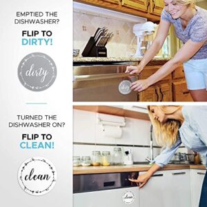 Dishwasher Magnet Clean Dirty Sign: Works on Stainless Steel Non Magnetic Dish Washers - 3.15" - Includes Magnetic Piece with Adhesive - Farmhouse Kitchen Accessories Decor, Apartment Necessities