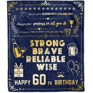 60th birthday gifts for men, 60th birthday gifts for him, 60 year old birthday gifts for men, 60th blanket 60th birthday decorations for men, gift for 60th birthday men, navy blue blanket 60lx50w inch