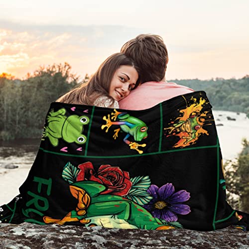 KBBMFEU Frog Blanket Frog Throw Blanket Gifts for Adults Women Frog Lovers Lightweight Cozy Throw for Bed Sofa 50X60 inch