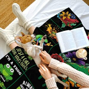 KBBMFEU Frog Blanket Frog Throw Blanket Gifts for Adults Women Frog Lovers Lightweight Cozy Throw for Bed Sofa 50X60 inch