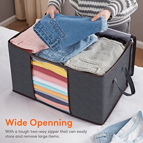 Lifewit 8 Pack 60L Clothes Storage Bag, Bundle with 2 Pack Under Bed Storage Organizer, Grey