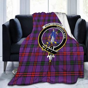 jun2k ultra-soft micro fleece blanket,montgomery tartan clan badge throw blanket sheet 80"x60"