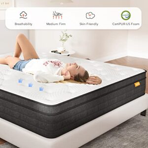 Sweetnight Full Size Mattress, 10-Inch Full Size Mattress in a Box, Gel Memory Foam and Individual Pocket Spring Hybrid Mattress, Full Bed Mattress for Cool Sleep, Supportive & Pressure Relief