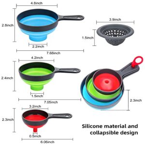 Funnel with Strainer for Kitchen Use, Dokpod Funnels for Filling Bottles, Wide Mouth Canning Funnel, Funnel with Filter, Collapsible Kitchen Funnel, Silicone Funnel