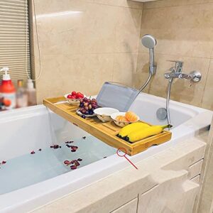 LIUYUNQI Extendable Bathtub Tray Bath Tray Spa Organizer Rack Reading Book Wine Tablet Holder for Bathroom Storage Shelf (Color : D)