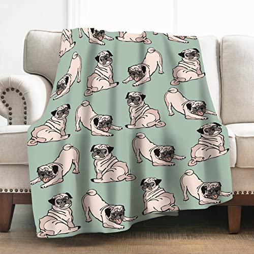 Levens Pug Dog Blanket Gifts for Women Girls Mom, Adorable Cartoon Animals Decoration for Home Bedroom Living Room Sofa Office, Soft Comfortable Lightweight Throw Blankets 50"x60"