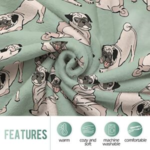 Levens Pug Dog Blanket Gifts for Women Girls Mom, Adorable Cartoon Animals Decoration for Home Bedroom Living Room Sofa Office, Soft Comfortable Lightweight Throw Blankets 50"x60"