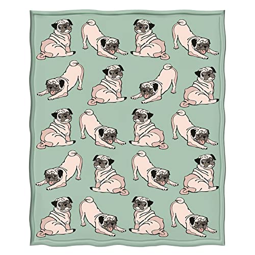 Levens Pug Dog Blanket Gifts for Women Girls Mom, Adorable Cartoon Animals Decoration for Home Bedroom Living Room Sofa Office, Soft Comfortable Lightweight Throw Blankets 50"x60"