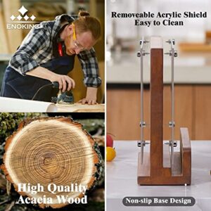 ENOKING Magnetic Knife Block with Acrylic Shield, Kitchen Knife Holder without Knives- Natural Acacia Wood Universal Knife Storage Organizer for Kitchen Counter