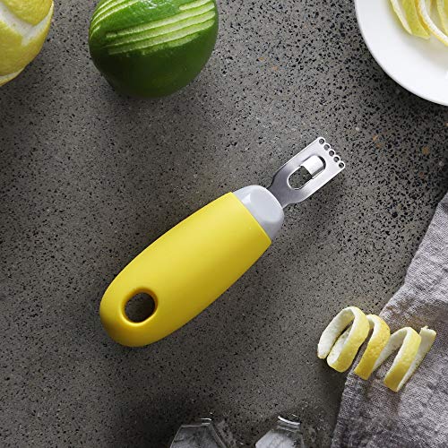 KITCHENDAO Citrus Lemon Peeler Zester Tool with Specially Designed Channel Knife to Save Effort, Ultra Sharp Lemon Rind Twist Peeler Tool Bar Bartender Lime Lemon Stripper for Cocktails Kitchen