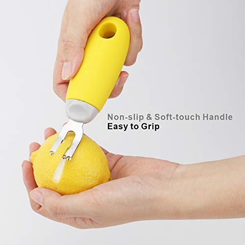 KITCHENDAO Citrus Lemon Peeler Zester Tool with Specially Designed Channel Knife to Save Effort, Ultra Sharp Lemon Rind Twist Peeler Tool Bar Bartender Lime Lemon Stripper for Cocktails Kitchen