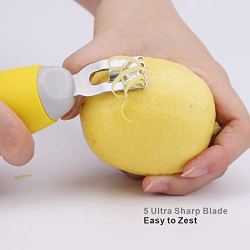 KITCHENDAO Citrus Lemon Peeler Zester Tool with Specially Designed Channel Knife to Save Effort, Ultra Sharp Lemon Rind Twist Peeler Tool Bar Bartender Lime Lemon Stripper for Cocktails Kitchen