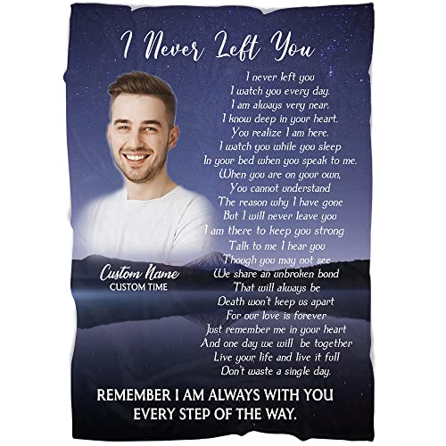 Bellala Personalized Memorial Blanket, Remember I Am Always with You Throw Blankets, Custom Photo Remembrance Blanket, Deepest Grief Sympathy Gifts Memorial Gifts for Loss of Someone