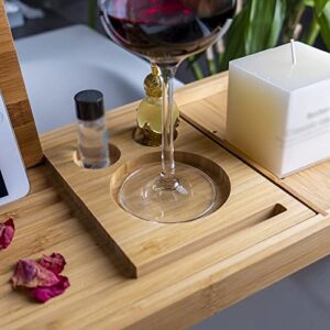 LIUYUNQI Extendable Bathtub Tray Wooden Bath Organizer Rack Bathroom Book Wine Tablet Holder Reading Shelf Bath Tray