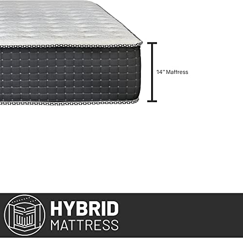 Treaton 14-Inch Luxury Foam Encased Firm Hybrid Mattress, Pocket Coil Springs for Motion Isolation & Pressure Relief, Strong Edge Support, High Density Foam, 2" Fluffy Quilted Top, King, Black