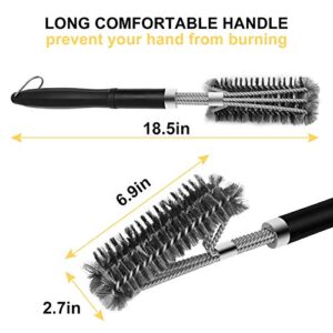 Stainless Grill Brush and Scraper - 2 Pieces of Barbecue Set, Include a Strong and Safe Bristle BBQ Cleaning Brush and a Firm Bristle-Free Brush with a Durable Scraper