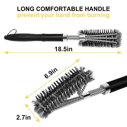 Stainless Grill Brush and Scraper - 2 Pieces of Barbecue Set, Include a Strong and Safe Bristle BBQ Cleaning Brush and a Firm Bristle-Free Brush with a Durable Scraper