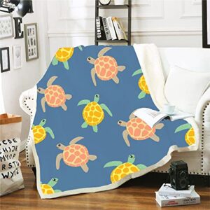 super soft sea turtle fleece throw blanket sea animals kawaii plush sherpa blanket lightweight fluffy blankets for adults kids gifts for animal lovers