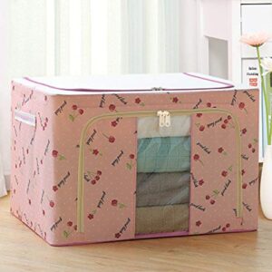 Storage Bins for Clothes - 2 PCS Collapsible Storage Bins LARGE 100L Foldable Closet Organizer Boxes 24"L x 17"W x 16"H Blanket Clothing Storage Bags with Zipper Window Large Capacity Storage Containers for Clothes 100L pink cherry