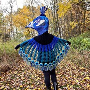 Soft Peacock Mascot Throw Over Head with Mesh Panels Bird Look Adult One Size Fits Most