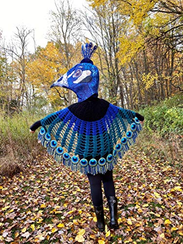 Soft Peacock Mascot Throw Over Head with Mesh Panels Bird Look Adult One Size Fits Most