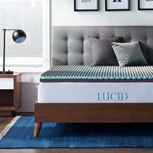 lucid 2.5 inch duo-foam charcoal fusion - dual density bamboo charcoal - gel memory foam - hypoallergenic temperature-regulating optimum comfort - king