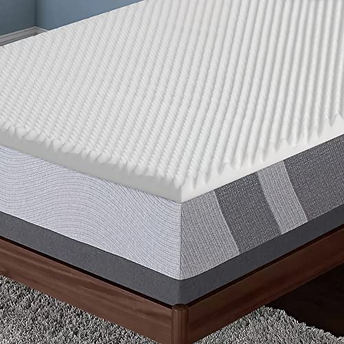 Treaton 1-inch Soft Foam Toppers with Convoluted Egg Shell Design | Extends Mattress Topper Life, Provides Proper Back Support and Relieves Pain, Improves Better Posture, Twin, White