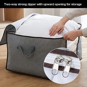 Large Storage Bags, 3 Pack Clothes Storage Bins Foldable Closet Organizers Storage Containers with Durable Handle Thick Fabric , 3 Size Of Under Bed Storage, Foldable With Sturdy Zipper, Clear Window, for Comforters, Blankets, Bedding, 90L (Gray)