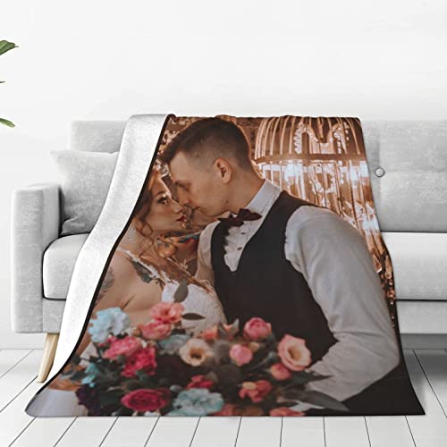 Custom Blanket Personalized Blanket Customized Blanket Collage Flannel Throw Blankets with Photos Text Picture Couch Blankets for Mother Father Family Birthday Friends Gift 80"x60"