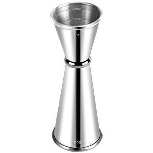 briout jigger for bartending, double cocktail jigger japanese premium 304 stainless steel jigger 2 oz 1 oz with measurements inside